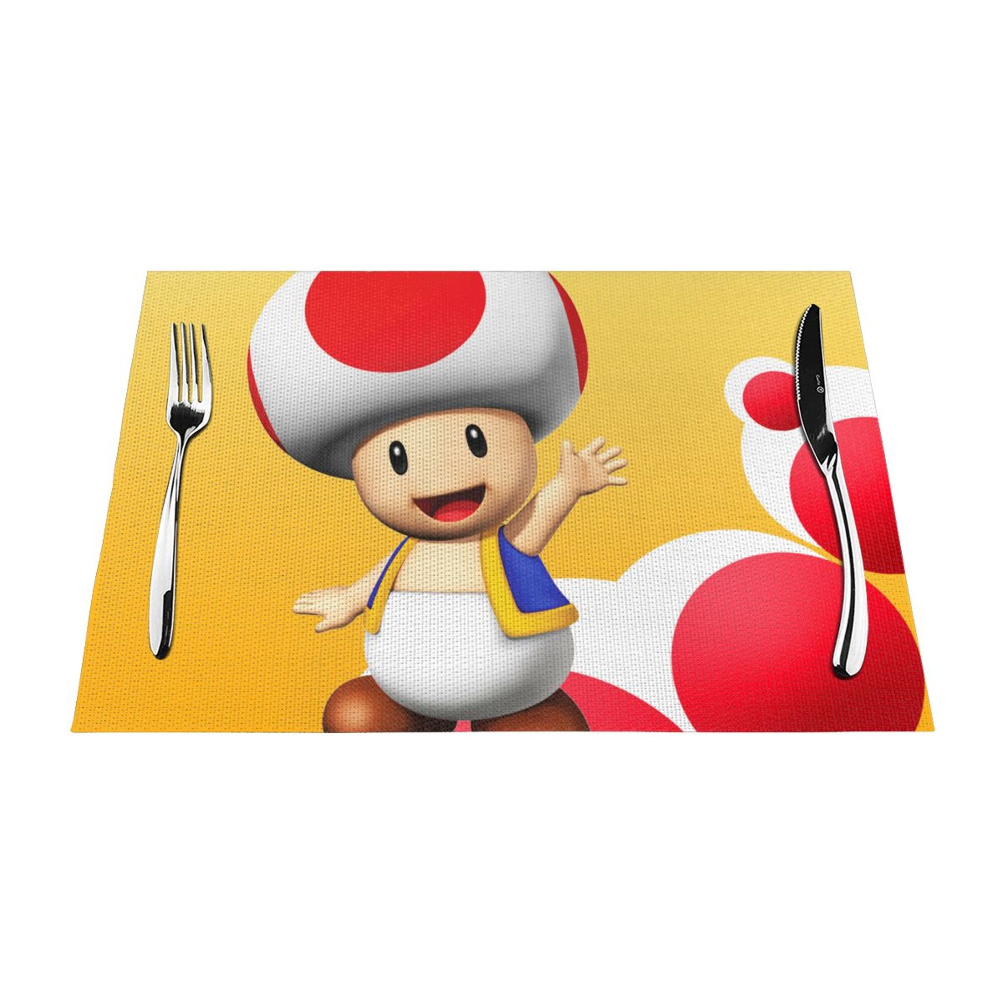 Set of 4 Placemats for Kids,Woven Vinyl Print Cartoon Cute Super Mario ...