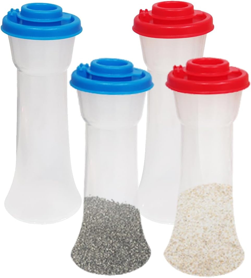 Set of 4 Plastic Salt and Pepper Shakers with Lids Large Moisture Proof ...