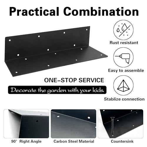 Set of 4 Raised Garden Bed Corner Brackets for Elevated Wood Beds, 11 x ...