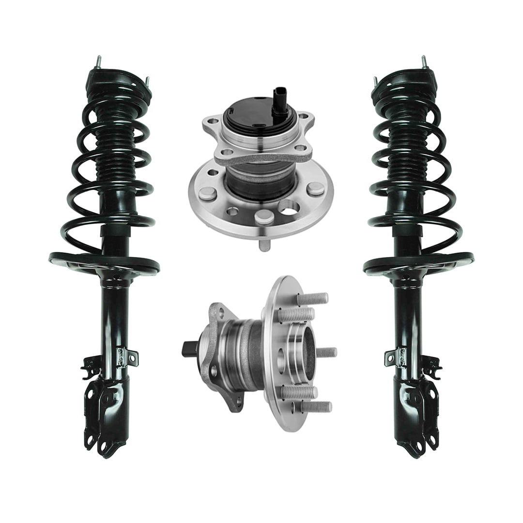 Set 4 Rear Quick Complete Strut Coil Spring Wheel Hub Bearing Assembly