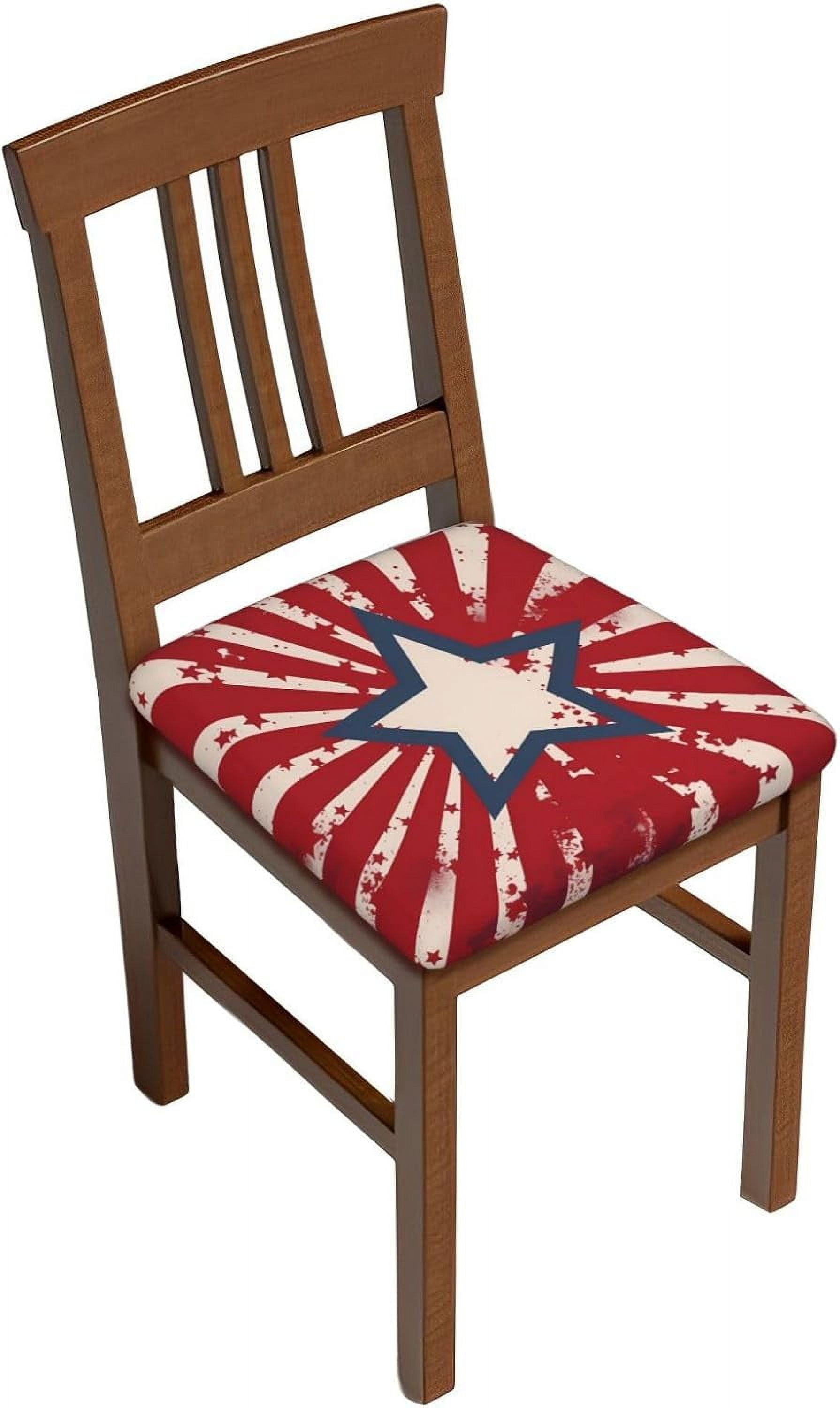 Set of 4 Removable Chair Seat Covers for Dining Room, American Flag ...