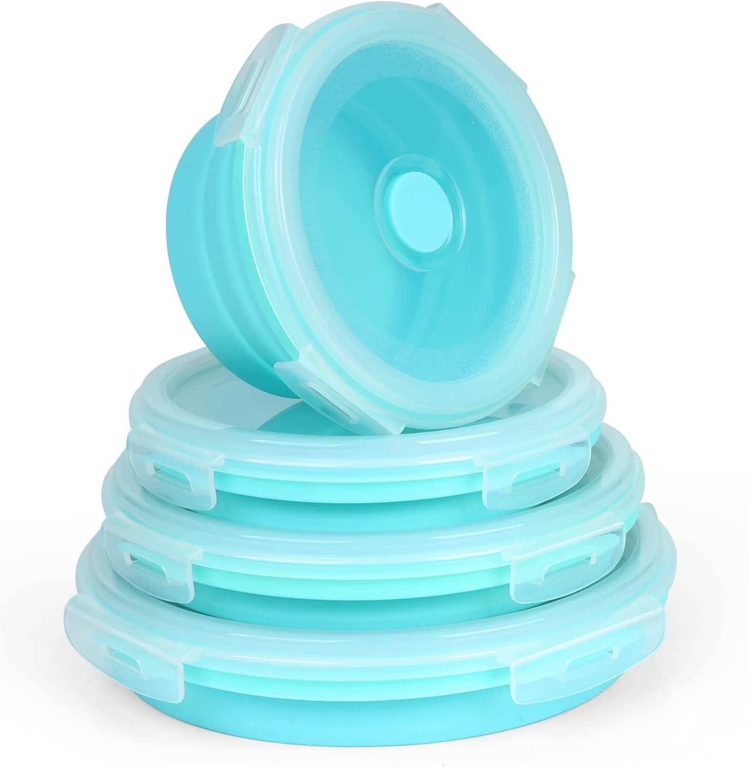 Set of 4 Round Collapsible Food Storage Containers With Lids ...