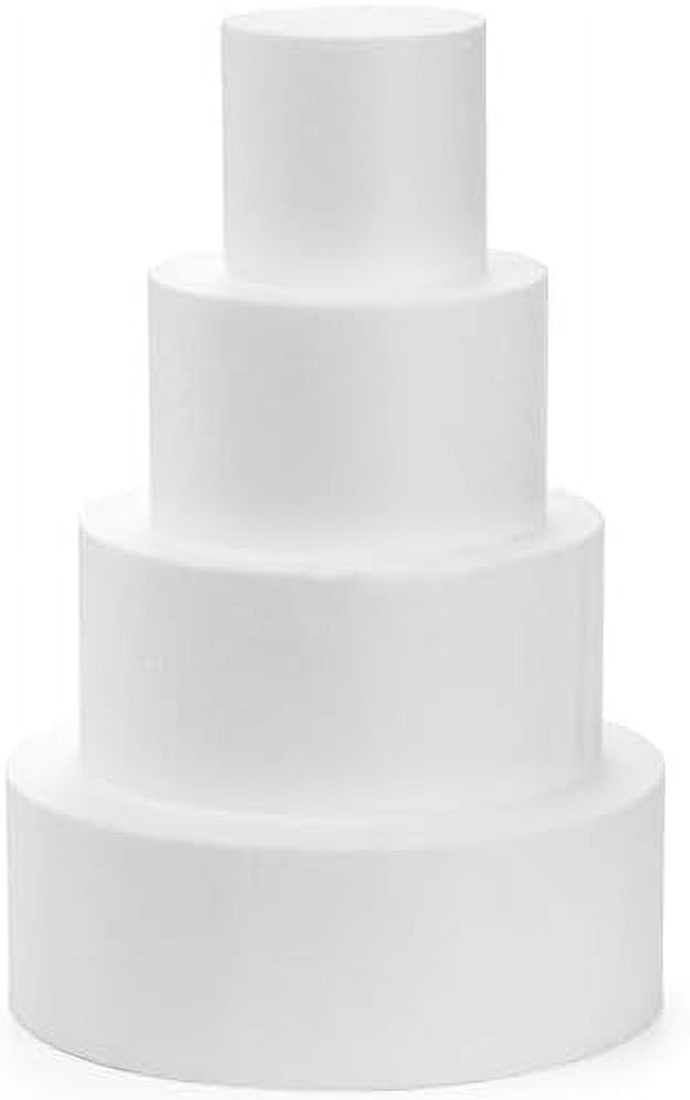 Set of 4 Round Foam Cake Dummies, 4 Tiers of 4" 6" 8" 10" White Dummy ...