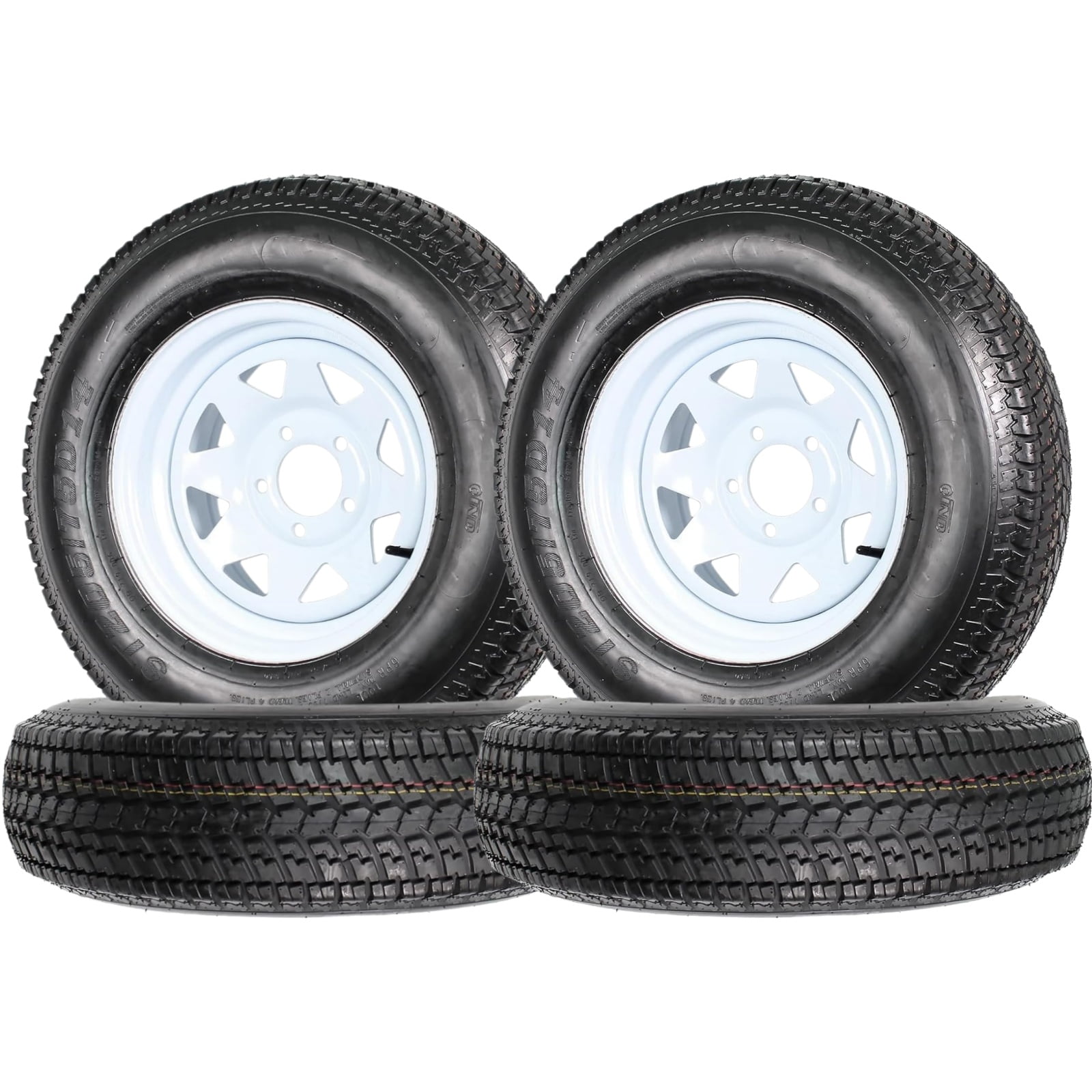 Set of 4 ST205 75D14 Tire, ST205/75D14 Trailer Tires with 14" Rims, 5 ...