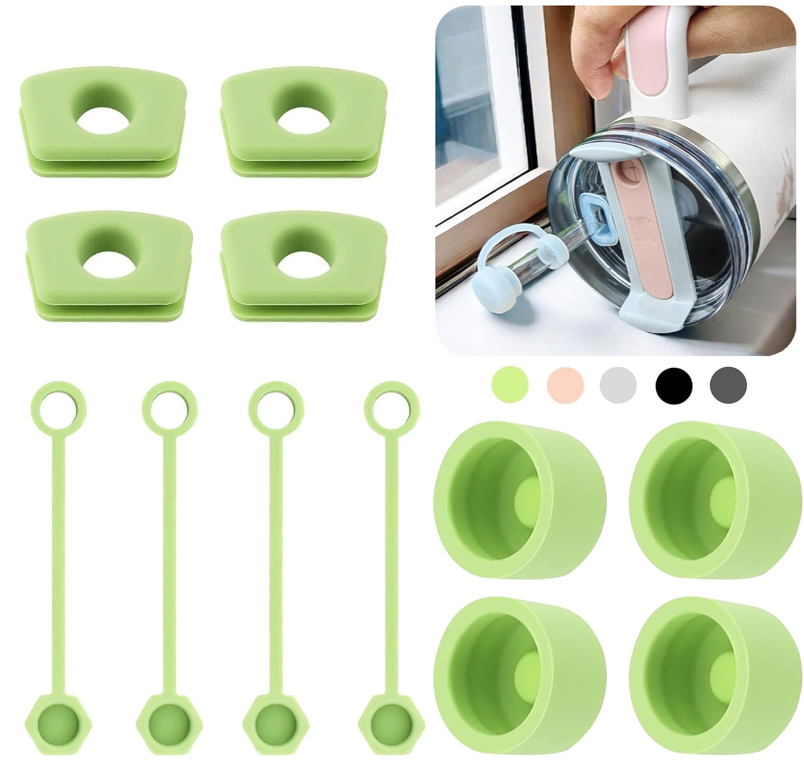 Set of 4 Silicone Spill Proof Stopper Set,Compatible Stanley Cup 1.0 &2 ...