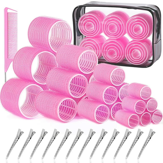 Set, 4 Sizes with 12 Clips and Comb - Self Grip Curlers for Long/Short ...