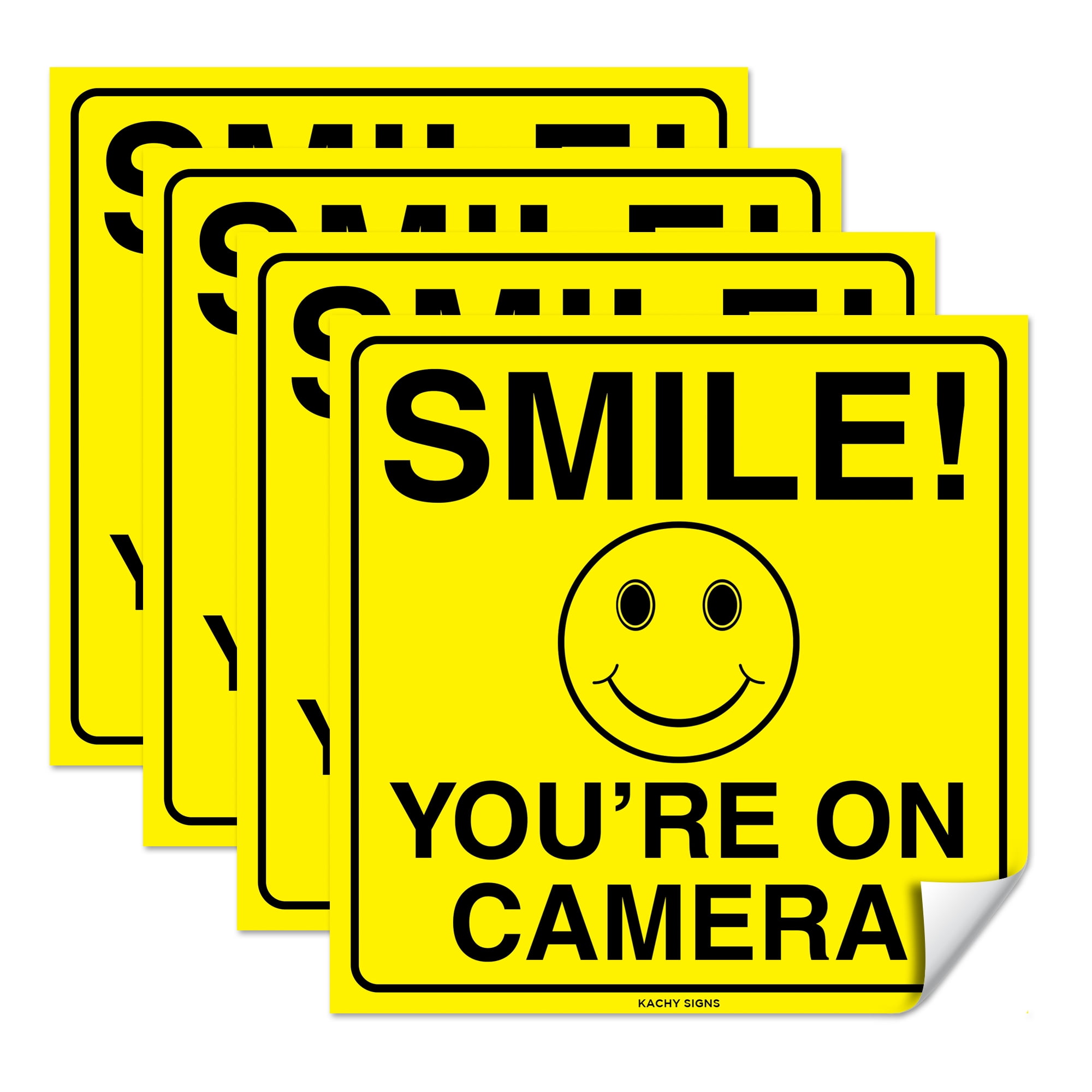 Set of 4, 6"x6" Smile You're On Camera Signs, Durable 4 Mil Vinyl ...