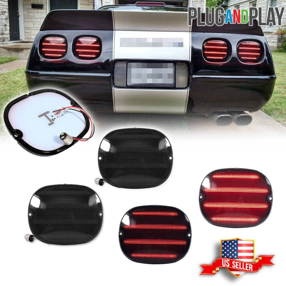(Set/4) Smoked Red LED Brake Tail Lights Lenses For 1990-1996 Chevy ...
