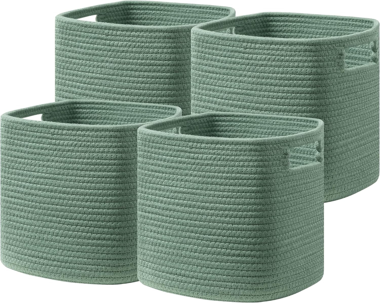 Set of 4 Storage Cubes-13 X 13 X 13 In, Cotton Rope Basket for Shelves ...