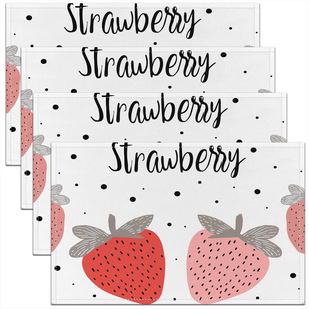 Set of 4 Strawberry Place Mats 12x18 Kawaii Strawberry Placemats ...