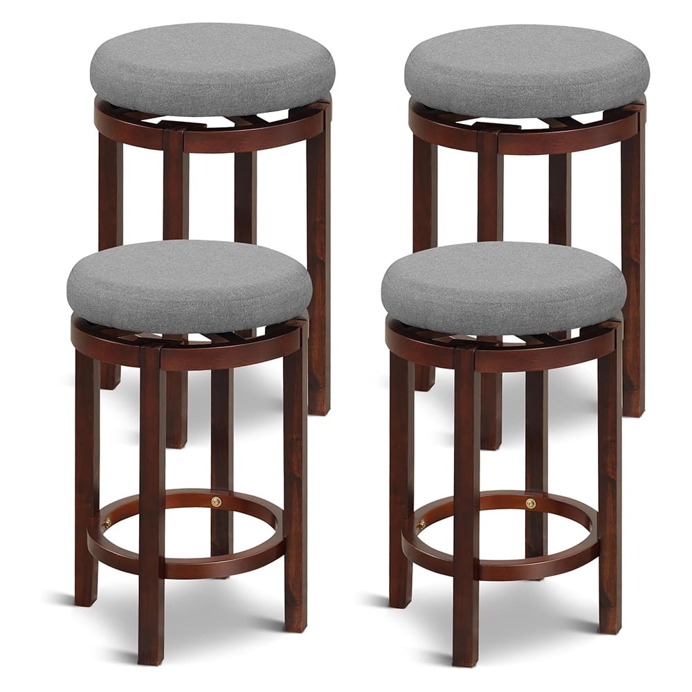 Set of 4 Swivel Counter Height Stools, Backless Round Stools with ...