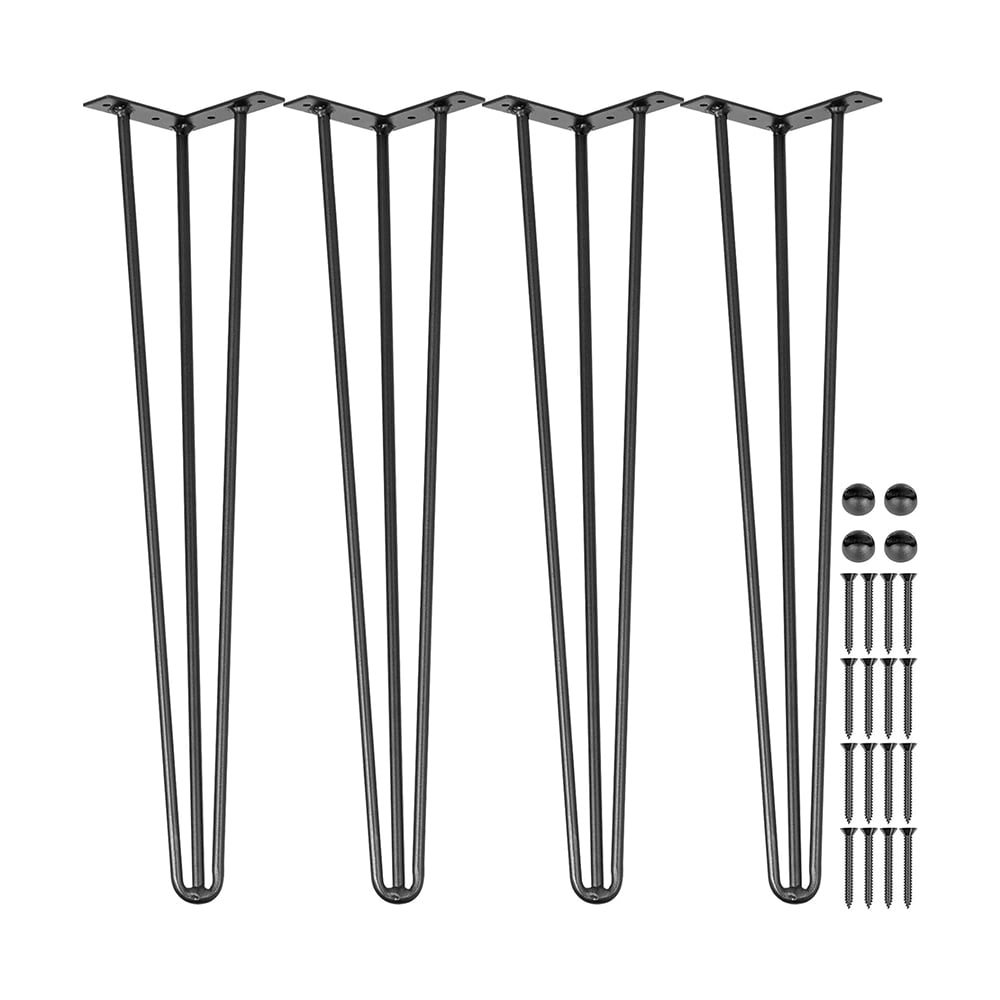 Set of 4 Table Pin Legs, High Quality Steel Hairpin Legs with 3 Strong ...