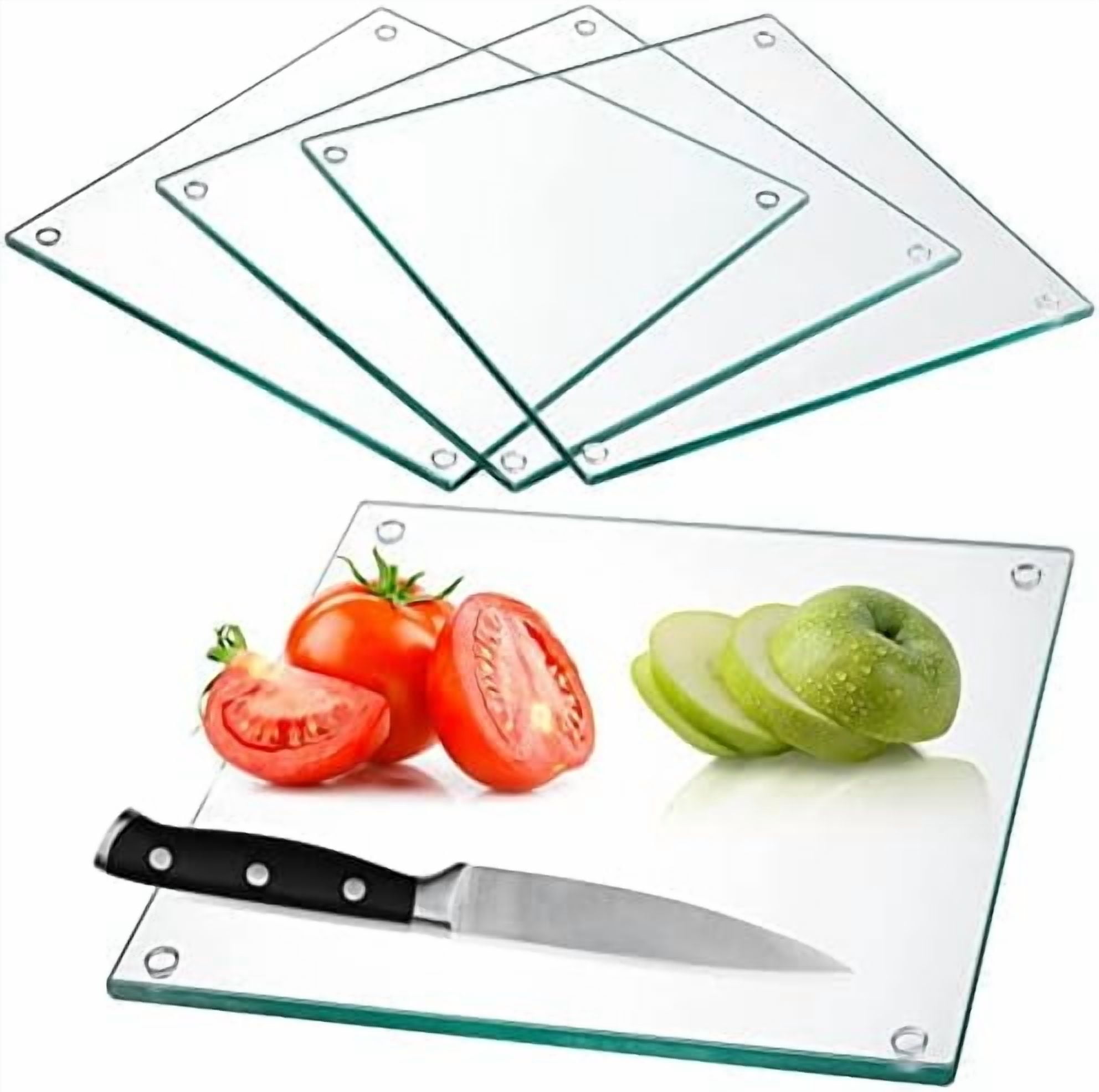 Set of 4 Tempered Glass Cutting Board, 10"x10" Small Square Chopping ...