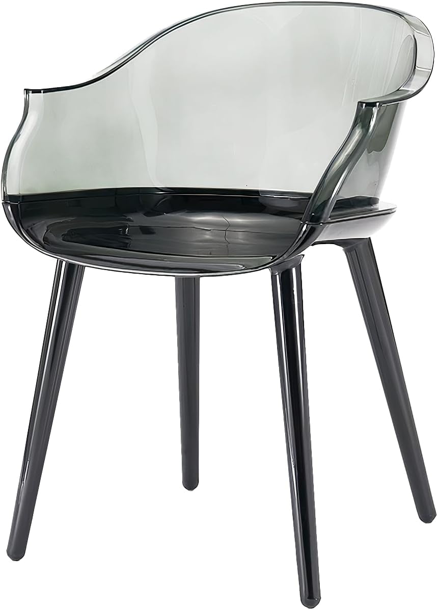 Set of 4 Translucent Black PC Dining Chairs, Clear Ghost Chair ...