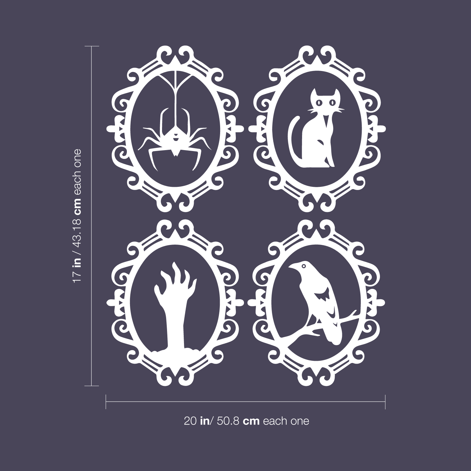 Set of 4 Vinyl Wall Art Decals - Halloween Frames - 17" x 20" Each ...