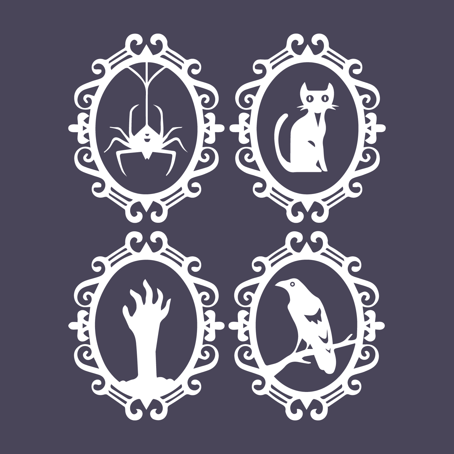 Set of 4 Vinyl Wall Art Decals - Halloween Frames - 17" x 20" Each ...