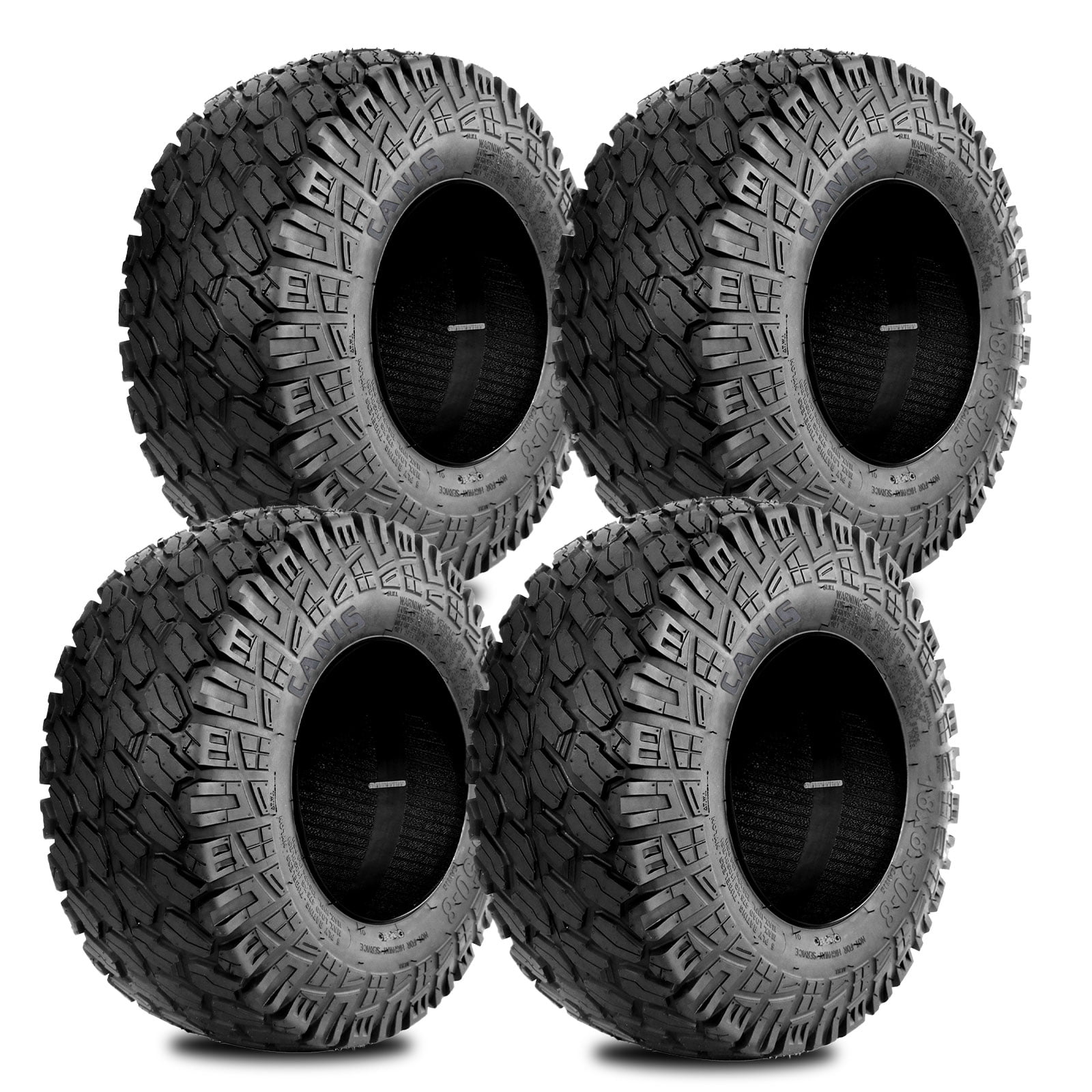 Set 4 WOLF PACK 205/50-10 Golf Cart Tires All Terrain Non-Directional ...