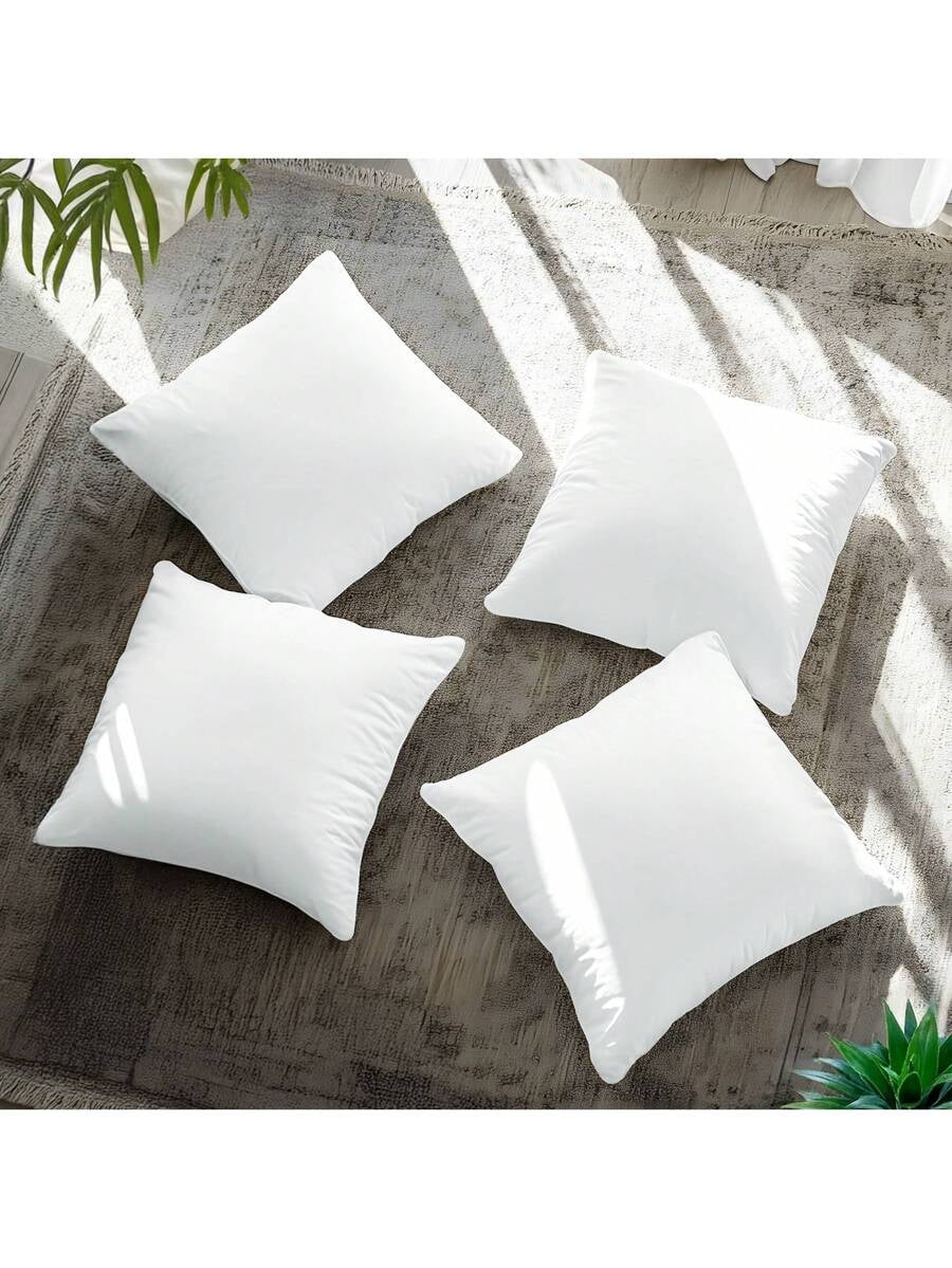 Set Of 4 White Square Throw Pillows – LUX Decor Couch Pillow, Soft ...
