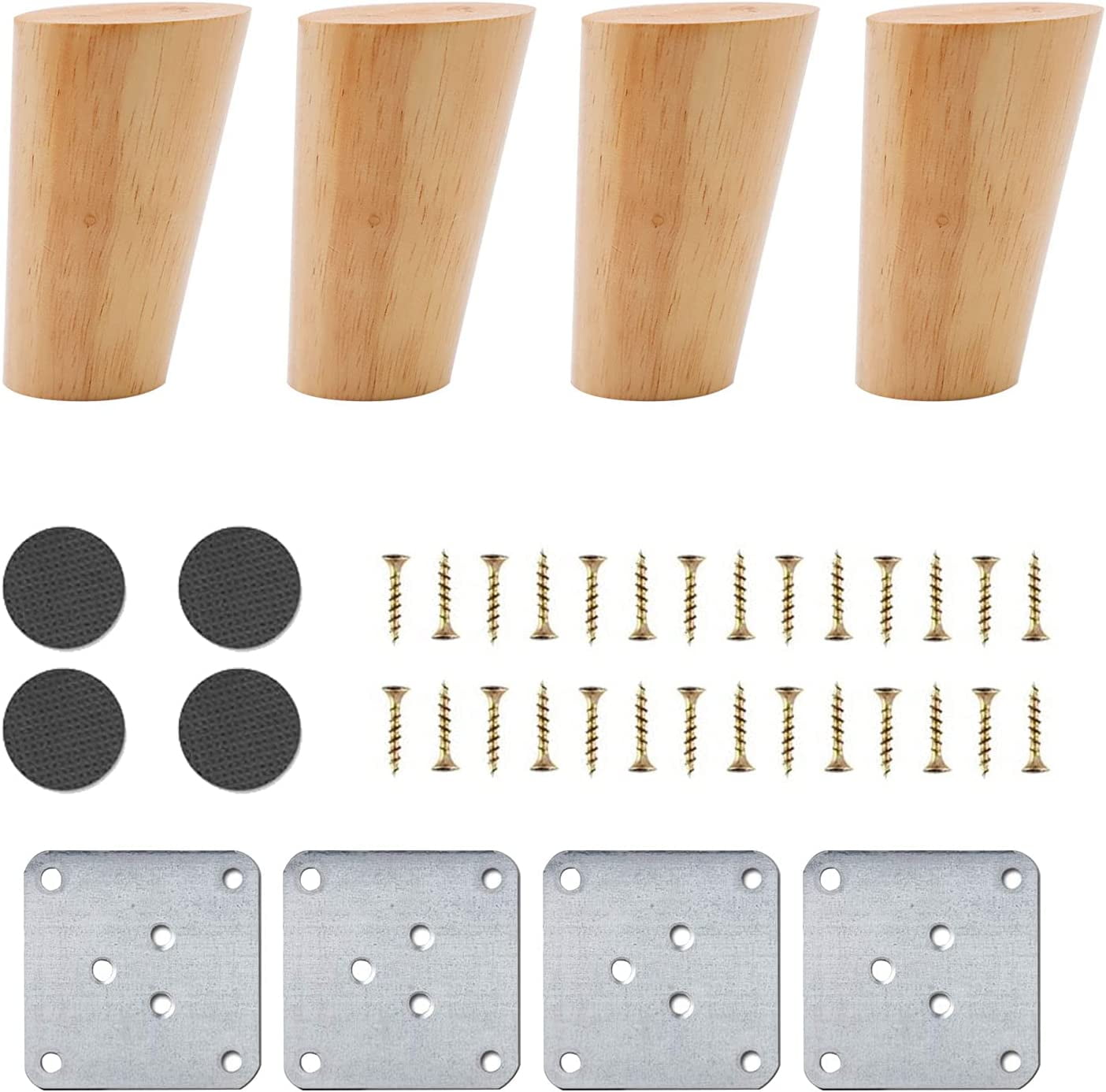 Set Of 4 Wooden Furniture Legs, 8Cm Replacement Sofa Legs, Coffee Table ...