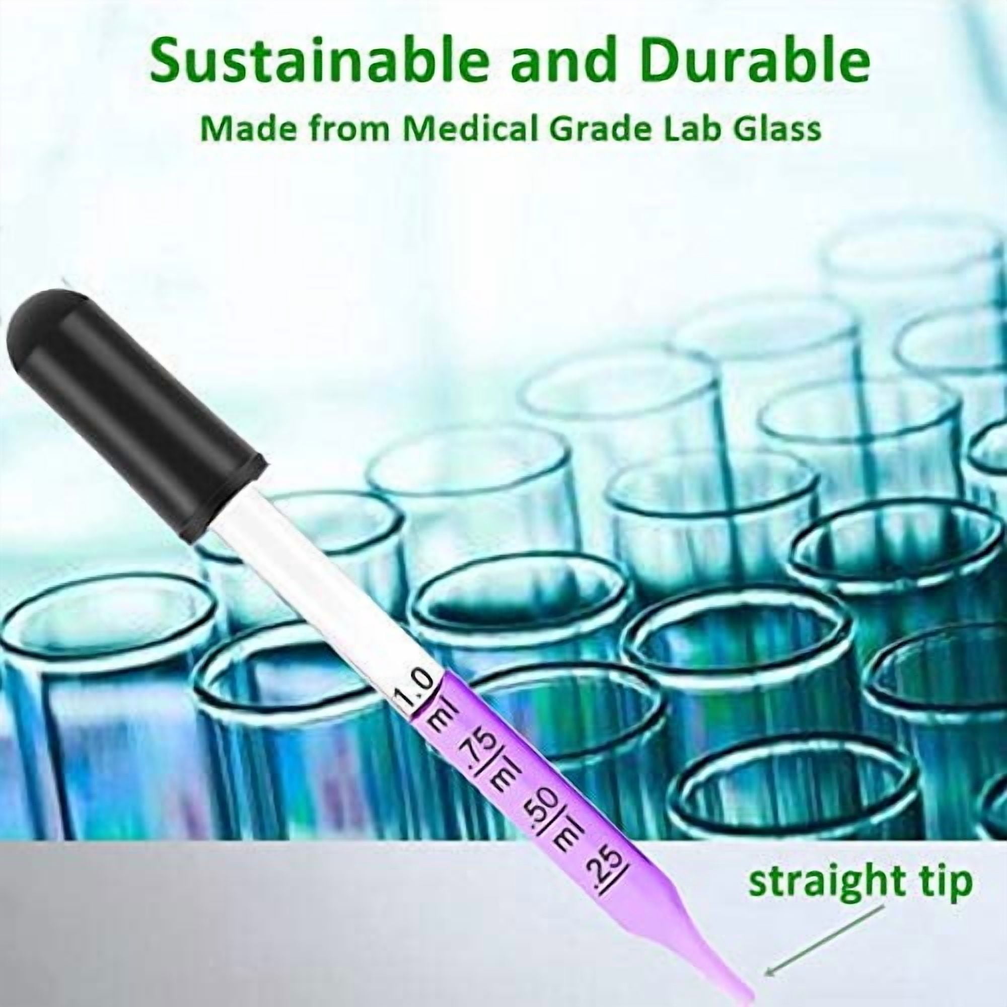 Set of 4 pcs Glass Dropper (1ml), with Black Suction Bulb, Medicine Eye ...