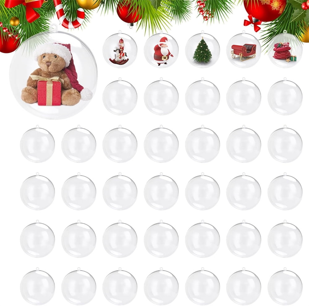 Set of 40 Acrylic Fillable Baubles Ball,Clear Plastic Ornaments Balls ...
