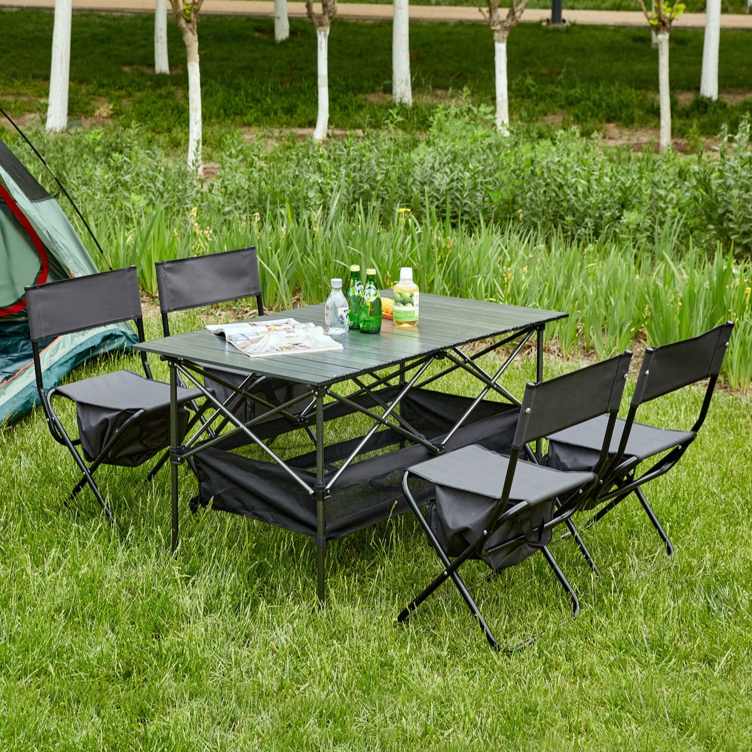 Set of 5, Camping Table and Chairs set, Folding Outdoor Table with ...