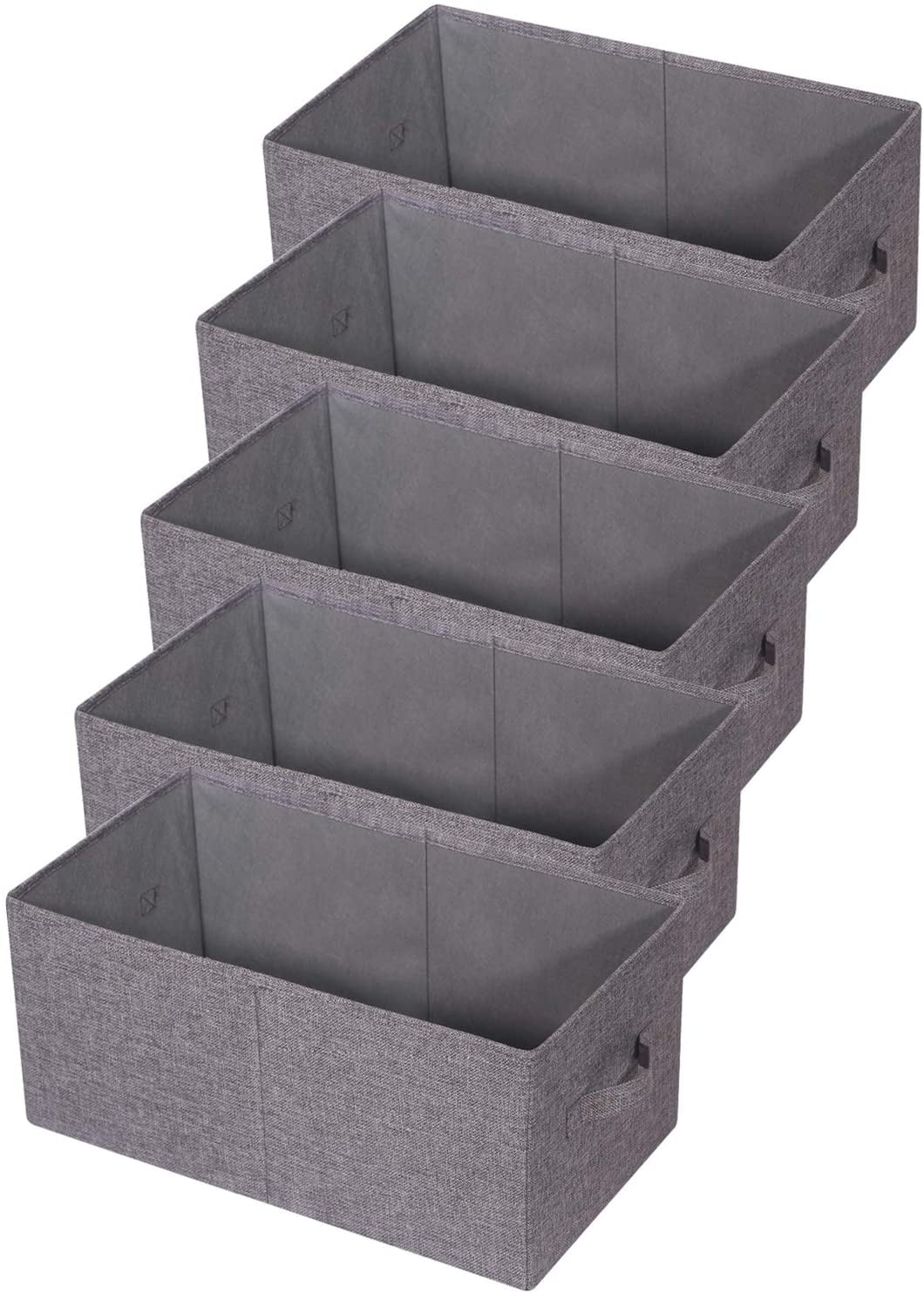 Set of 5 Closet Organizer Bins with Handle, Fabric Foldable Storage ...