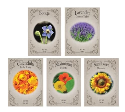 Set of 5 Edible Flower Garden Collection – Grow Timeless Heirloom ...