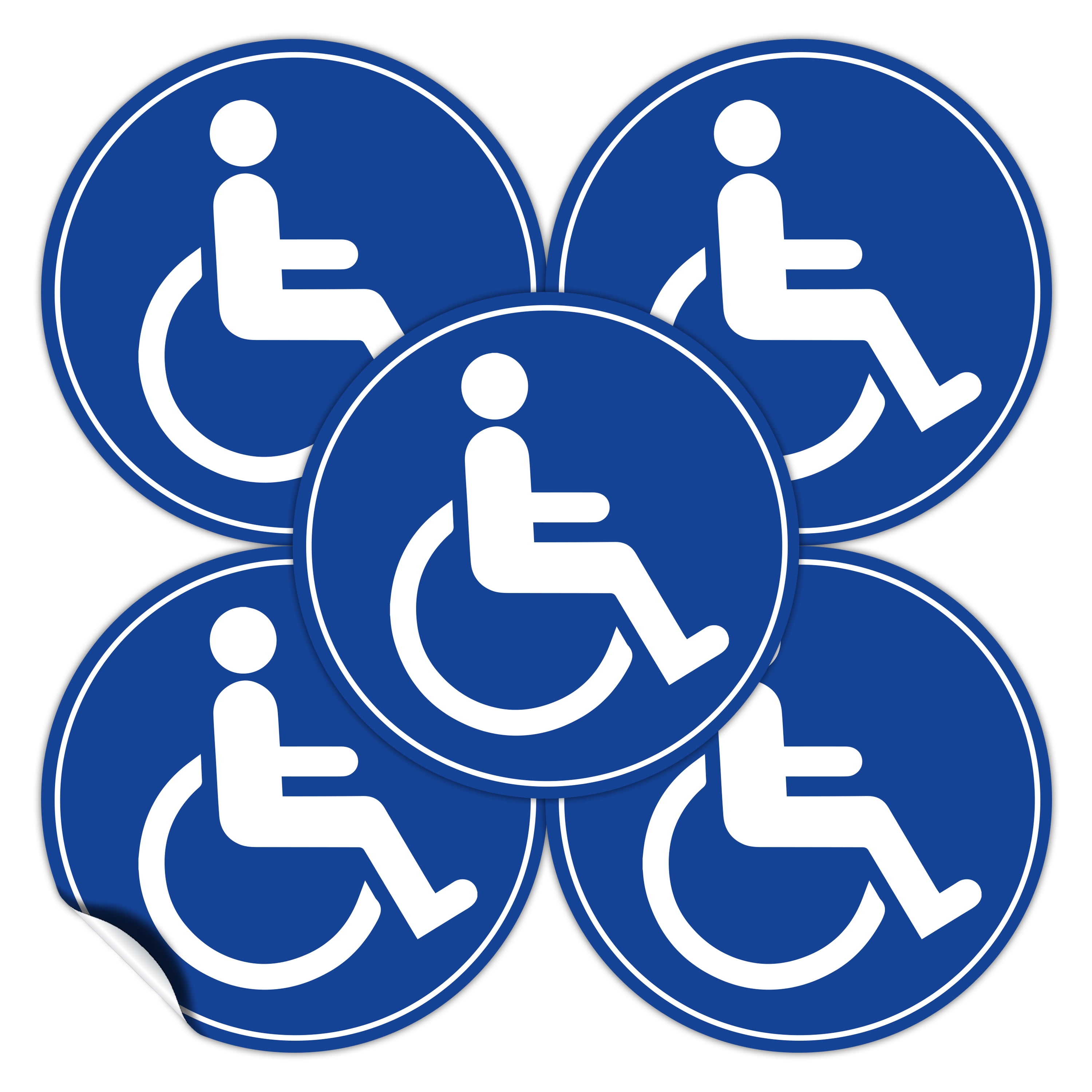 (Set of 5) Handicap / Disabled Wheelchair Access Sign - 4.5" Circle ...