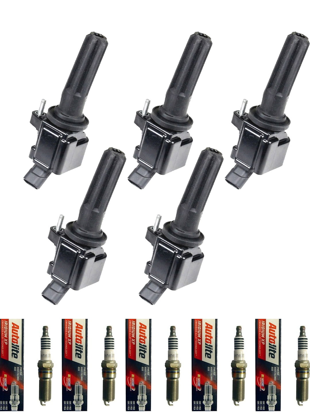 Set of 5 ISA Ignition Coils and 5 Autolite Spark Plugs Compatible with ...