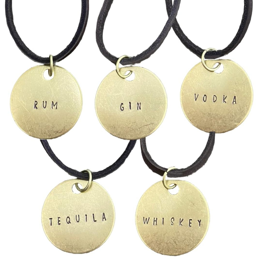 Set of 5 Liquor Decanter Tags - Handmade Spirits Alcohol Bottle Labels ...