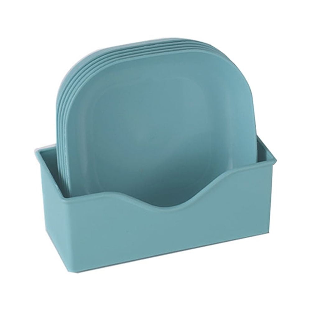 Set of 5 Plastic Plates With Holder Durable Shatterproof Deep Plates ...