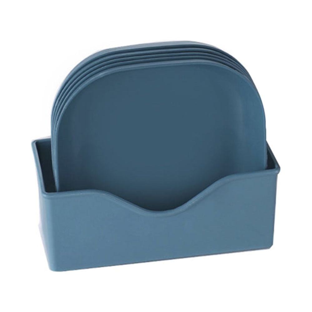 Set of 5 Plastic Plates With Holder Durable Shatterproof Deep Plates ...