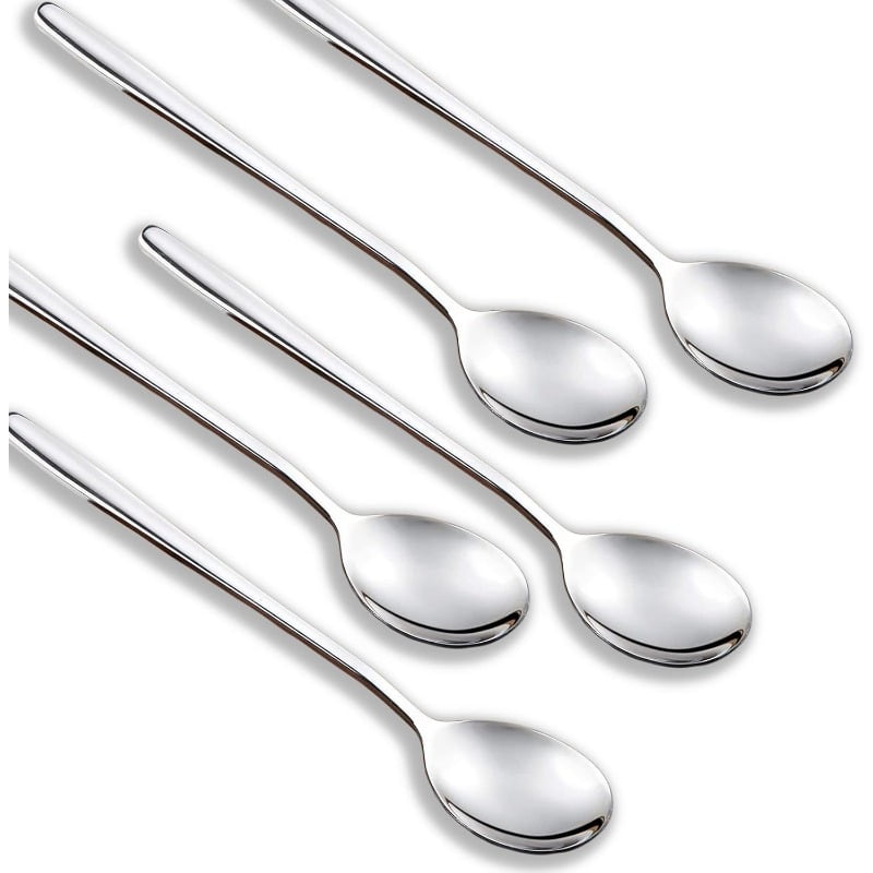 Set of 5 Premium Korean Soup Spoons, 8 Inch 18/10 Stainless Steel Long ...