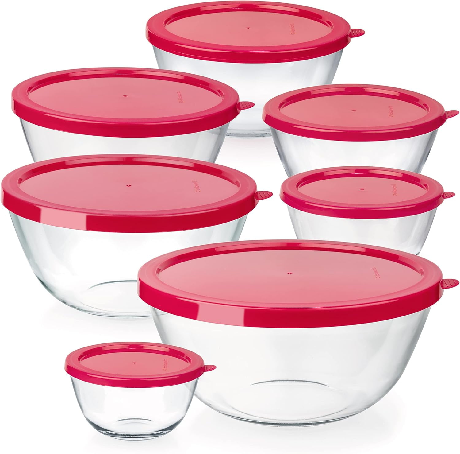 Set of 5 Stackable Space Saving Nesting Glass Bowls with BPA Free Lids ...