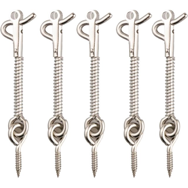 Set of 5 Stainless Steel Spring Hook and Eye Safety Latch - 3-Inch ...