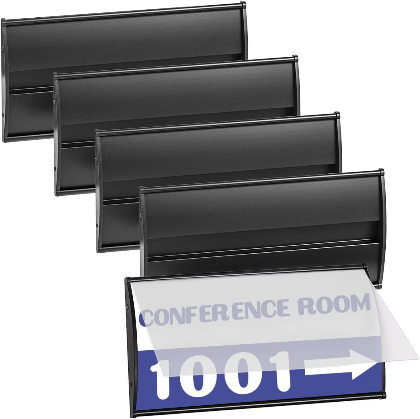Set of 5 -Sturdy & Elegant Black Wall Mount Name Plate Holder, Office ...