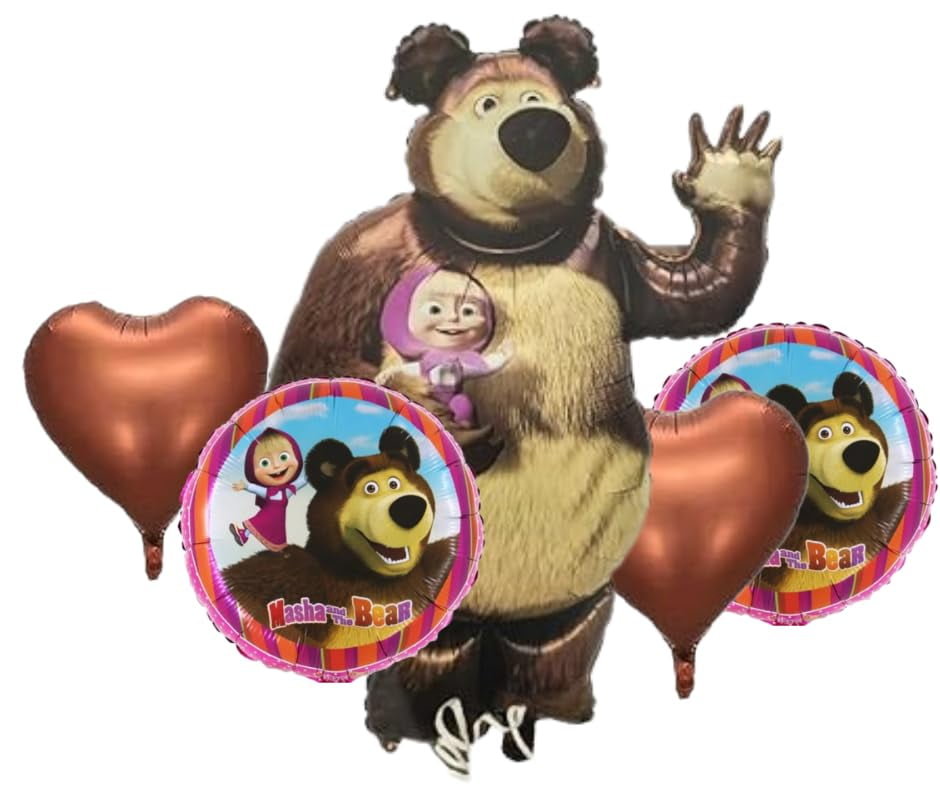 Set of 5 Teddy Bear foil balloon, Masha and the Bear Theme Party ...