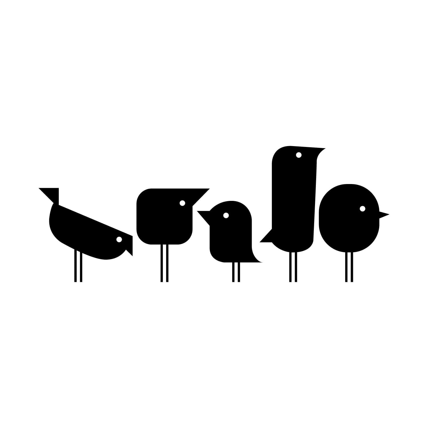 Set Of 5 Vinyl Wall Art Decal - Little Birds Set - 9" x 23" - Trendy ...