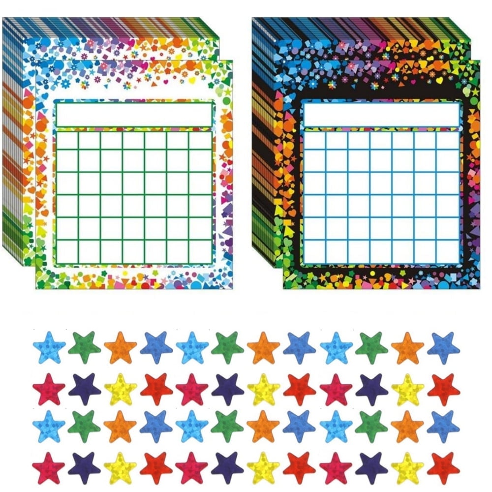 Set of 50 Incentive Chart,Colorful Confetti Sticker Chart with 960 Star ...