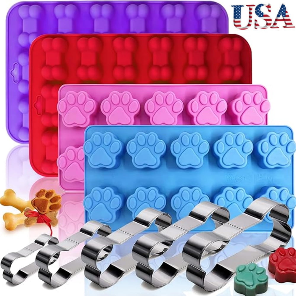Set of 6，3 Packs Silicone Molds Puppy Dog Paw & Bone Shaped and 3 Packs ...