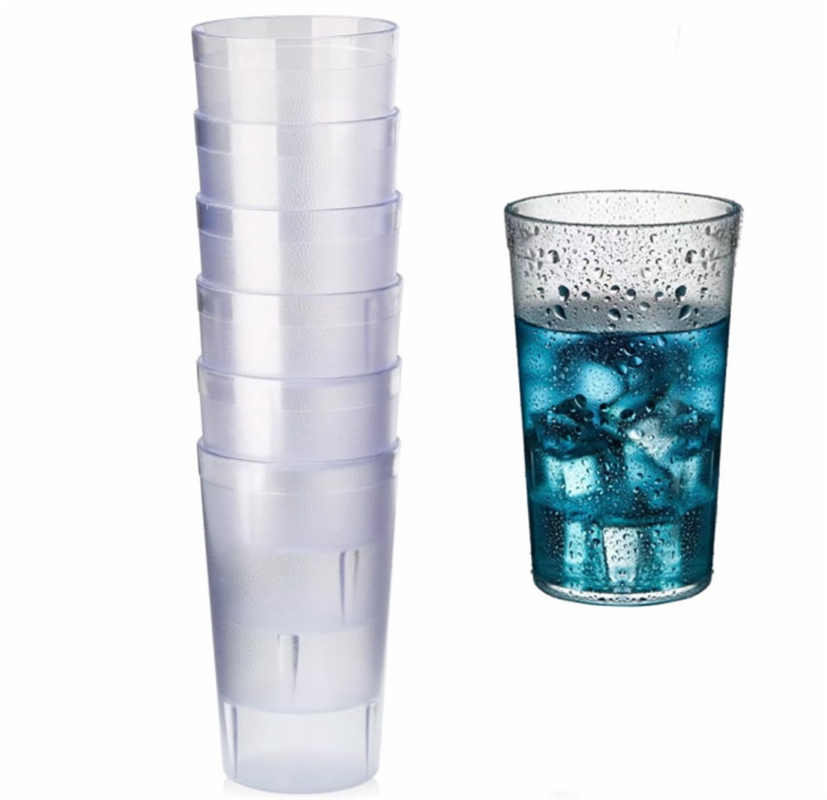 Set of 6 Acrylic Drinking Glasses,16 Oz Frosted BPA-Free Cups,Reusable ...