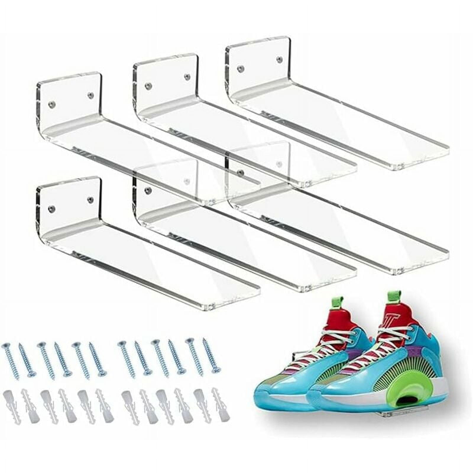 A Set Of 6 Acrylic Floating Shoe Racks, Transparent Shoe Racks On The ...