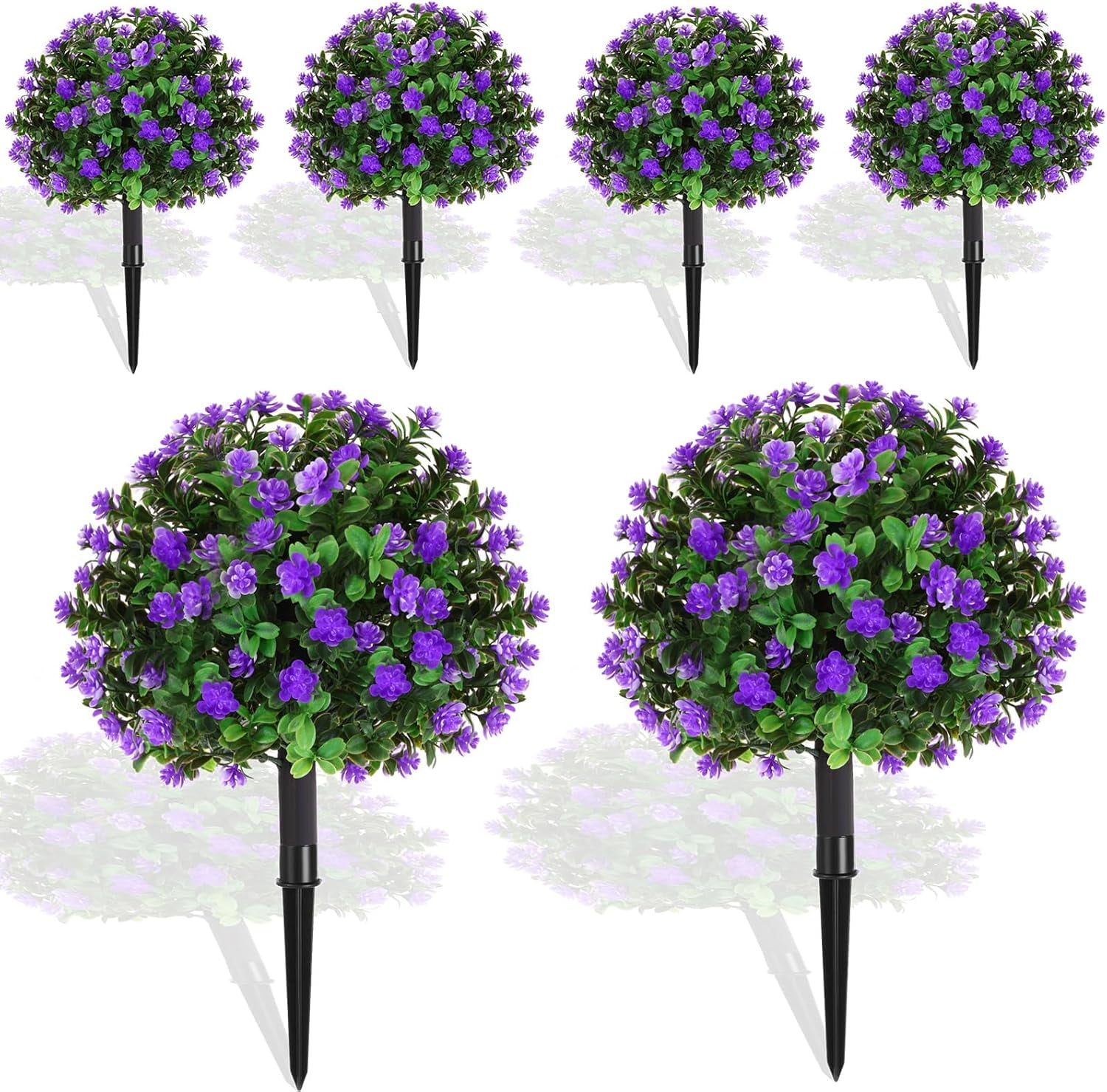 Set of 6 Artificial Boxwood Topiary Ball Tree 16 Inch Outdoor Topiary ...