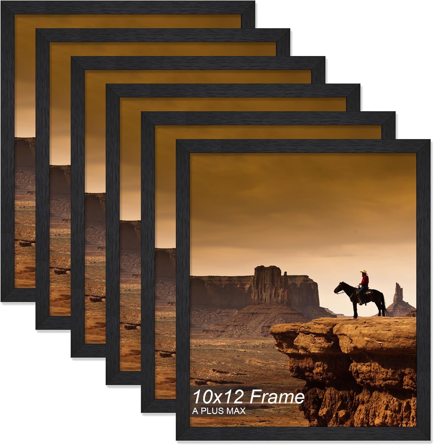 Set of 6 Black Engineered Wood Picture Frames for 10 X 12 Inch Photos ...