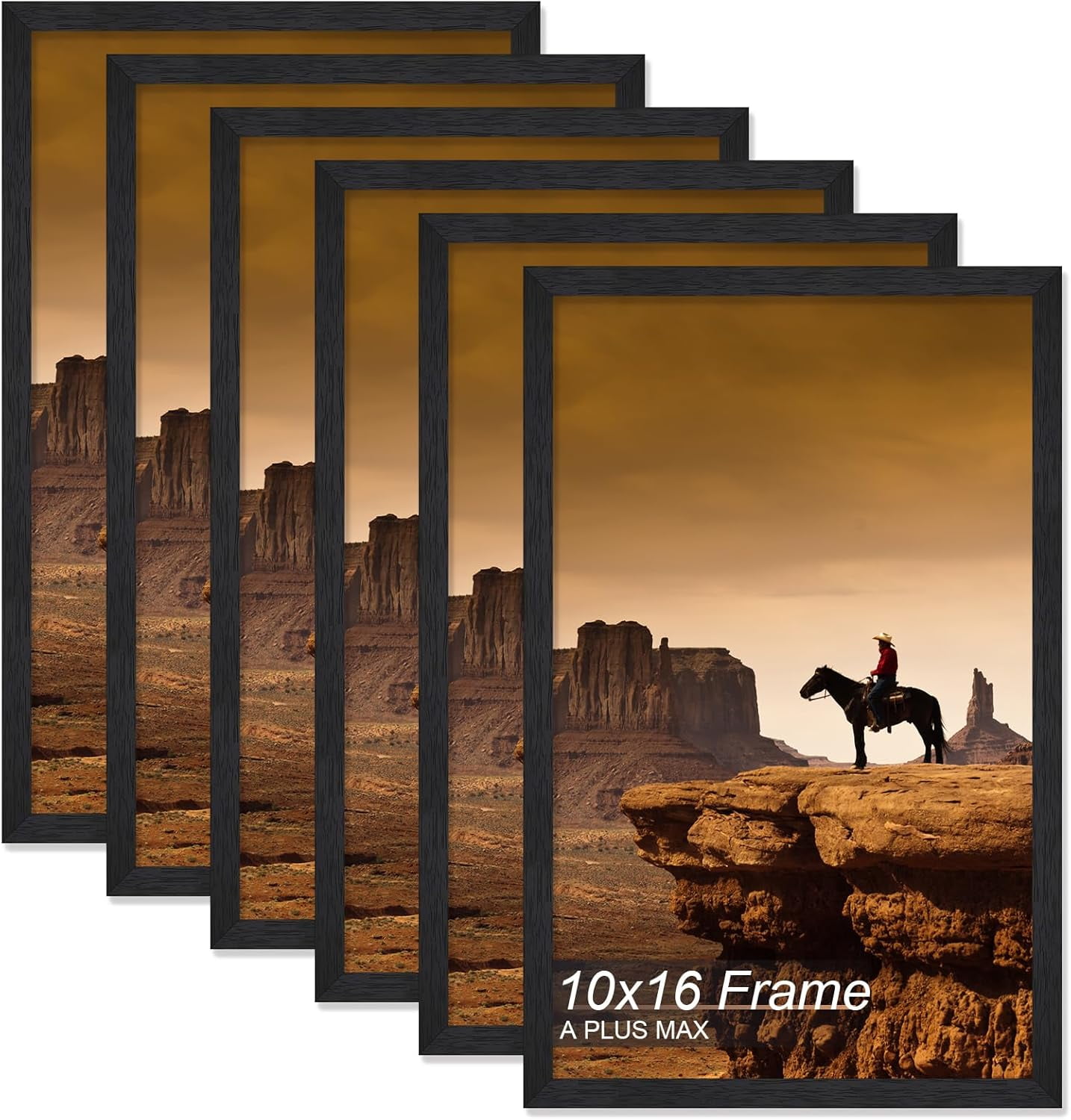 Set of 6 Black Engineered Wood Picture Frames, 10x16 Inch for Photos or ...