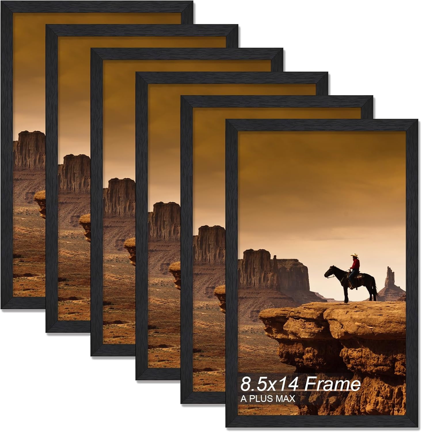 Set of 6 Black Engineered Wood Picture Frames for 8.5 X 14 Inch Photos ...