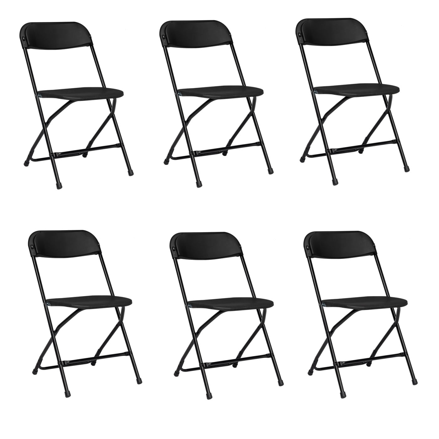 Set of 6 Black Plastic Folding Chairs, Indoor Outdoor Portable ...