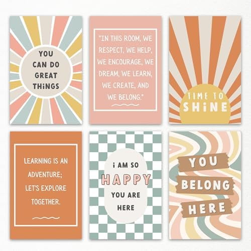 Set of 6 Boho Inspirational Classroom Posters, Positive Affirmations ...