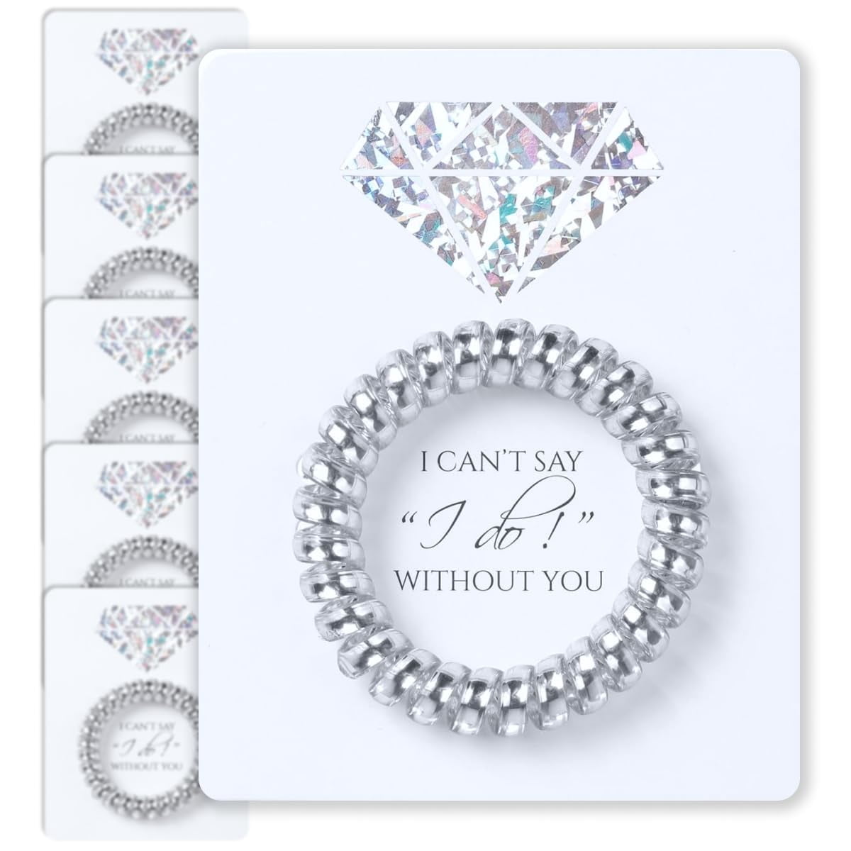 Set of 6 Bridesmaid Gifts Spiral Hair Ties on a Proposal Card - Phone ...